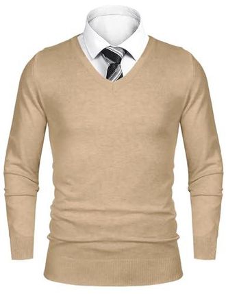 iClosam Pull Homme Col V Pulls dautomne Et dhiver Hommes Pull en Maille Pullover en Cotone Classiques