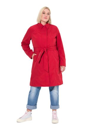 Ulla Popken Damen Hyprar Softshell-trenchcoat, Wasserabweisend, Gürtel Mäntel, Salsa, 46-48 EU