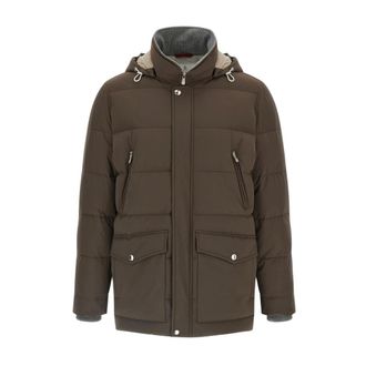 Brunello Cucinelli Braune Gerippte Gesteppte Daunenjacke - - Jackets - Herren - Braun - 2XL