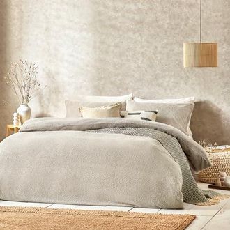 furn. Yard Boucle Strukturiertes Bettbezug-Set, Einzelbett, Greige