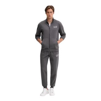 Emporio Armani Visibility Baumwoll-Trainingsanzug mit durchgehendem Rei&szlig;verschluss - - Sport - Herren - Grau - S