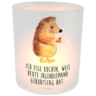 Mr. & Mrs. Panda Teelicht Igel Kuchenstück - Geschenk, Tiermotive, Kerzenlicht, Kuchen backen, Gute Laune, Teelichtgläser, Windlicht Deko, lustige
