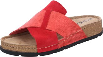 Rohde Damen Pantolette Leder Kork Kreuzbandage D.Soave 5410, Gr&ouml;&szlig;e:37 EU, Farbe:Rot