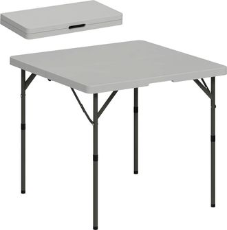 OUTSUNNY Klappbarer Campingtisch, strapazierfähig, Picknicktisch mit 2 verstellbaren Höhen, für Innen- und Außenbereich, Garten, Party, Grill, Dunkelgrau