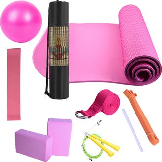 Generico Yoga-Set, f&uuml;r Anf&auml;nger, Fitnessmatte mit Deyogaaa-Ball, Fitness-Ausr&uuml;stung f&uuml;r Frauen und M&auml;nner, inklusive Widerstandsband aus Latex, Stretchband