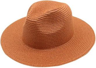Generic Chapeau Fedora Panama unisexe pliable - Chapeau de soleil en paille réglable à large bord pour homme et femme, casquette de plage pliable pour voyage,
