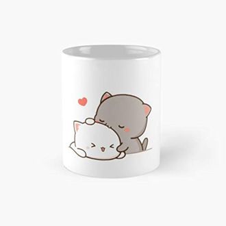 Azsteel Snuggles Kaffeetasse, Motiv: Mochi Pfirsich und Goma süße Katze, klassisches Geschenk, 325 ml