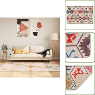 vidaXL The Living Store - Teppich Waschbar Mehrfarbig 120x180 cm Rutschfest - Samt Teppich - Wohnraumteppich - Flurmatte - Multifarben Teppich