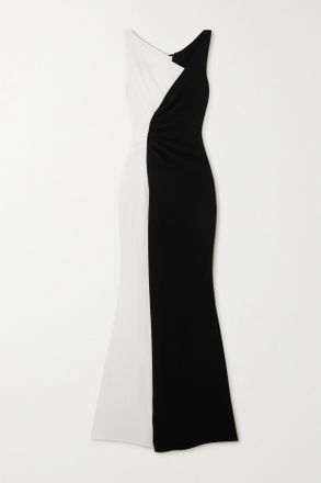 Talbot Runhof Asymmetrische, Zweifarbige Robe Aus Crêpe - Weiß