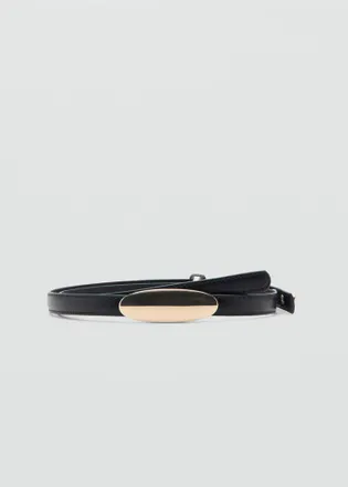 Mango Ceinture fine d&eacute;tail m&eacute;tallique noir - Femme - S - MANGO