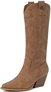 Queen Helena Camperos Bottes Texani perfor&eacute;es avec talon Western Cowboy &agrave; bout bottines avec fermeture &eacute;clair lat&eacute;rale pour femme X28-100, cuir, 39 EU