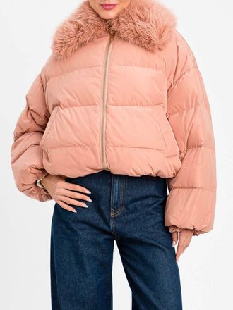 Twinset Wasserabweisende kurze Pufferjacke von mit abnehmbarem Webpelzkragen