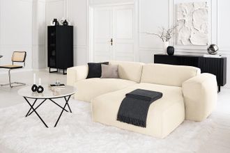 Studio Copenhagen home24 Ecksofa 1,5-Sitzer mit Longchair Beige Cordstoff Snor 260 x 71 x 173cm Longchair davorstehend rechts Modern