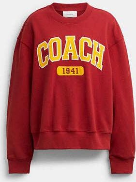 Coach Besticktes Sporty-Boyfriend-Sweatshirt mit Rundhalsausschnitt f&uuml;r Frauen in Rot, Gr&ouml;&szlig;e Mittel | Baumwolle