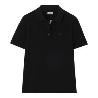 Burberry Femme, Tops, Noir, Taille: 40 FR Polo en coton piqu&eacute; EKD