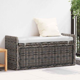 vidaXL vidaXL Banc de rangement Noir Blanchi 110 x 40 x 50 cm Rotin