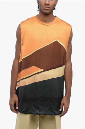Jil Sander Printed Viscose GAS STATION Tank Top Gr&ouml;&szlig;e 48