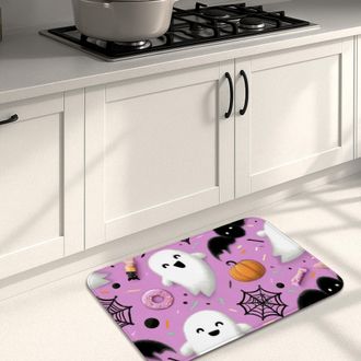 Generic Verspielte Küchenmatten für Boden, Geister und Spinnen, lustige, weiche Matten, gepolstert, bequem, waschbar, rutschfest, Dekor-Teppiche für Küchenspü