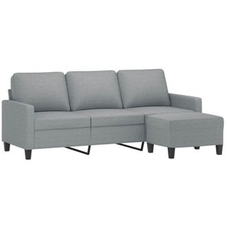 vidaXL Vidaxl - Canap&eacute; &agrave; 3 places avec repose-pieds Gris clair 180 cm Tissu