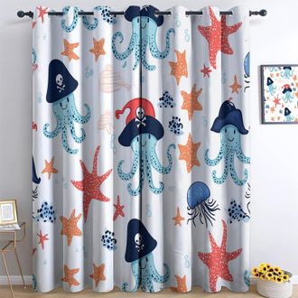 Generic Weiß Blickdichte Gardinen mit Ösen, Vorhänge Thermo H 160 x B 70 cm (2er Pack) für Kinderzimmer Schlafzimmer Wohnzimmer, Vorhang Cartoon Niedlich Pira