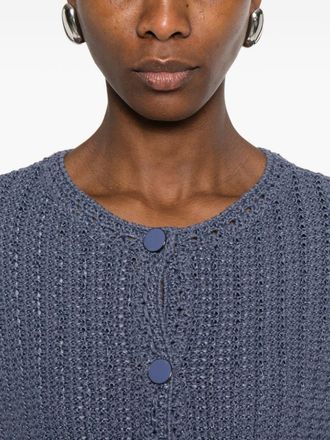 Emporio Armani Cotton-Blend Fringed Blazer - Blue