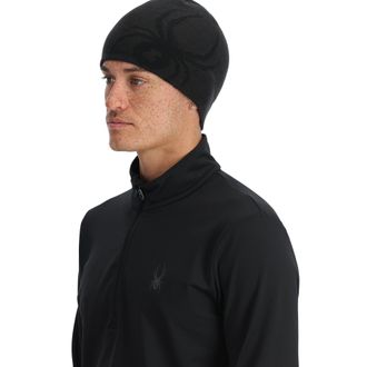 Spyder Mens Innsbruck Reversible Ski Winter Beanie Hat, Black-Escape, One Size