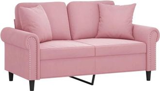 vidaXL 2-Sitzer-Sofa mit Zierkissen Rosa 120 cm Samt vidaXL