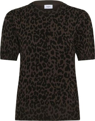 Saint Tropez Leopard Print Pullover Sweater - - Knitwear - Damen - Braun - XS