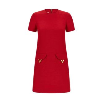 Valentino Vlogo Signature Woll- und Seidenkleid - - Dresses - Damen - Rot - XS