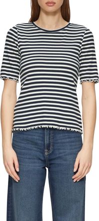 s.Oliver Geripptes T-Shirt mit Ziersaum