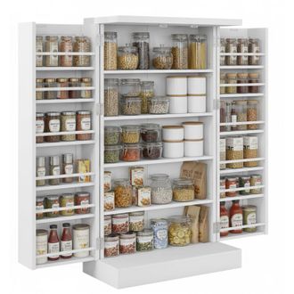 Relaxdays Meuble Relaxdays, 5 &eacute;tag&egrave;res, porte &agrave; 12 compartiments, 103,5 x 60 x 30 cm, buffet de cuisine champ&ecirc;tre, blanc