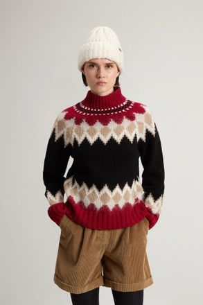 Woolrich Damen Pullover mit Fair-Isle-Muster aus einer Mohair-Woll-Mischung Rot Gr&ouml;&szlig;e XL