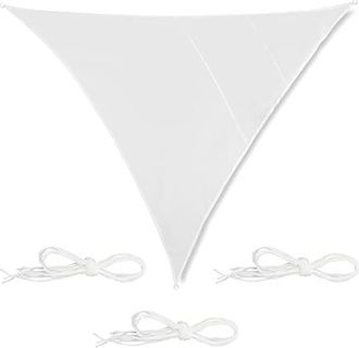 Relaxdays Sonnensegel dreieckig, 5 x 5 x 5 m, wasserabweisend, UV-Schutz, mit Spannseilen, Dreiecksegel Garten, wei&szlig;
