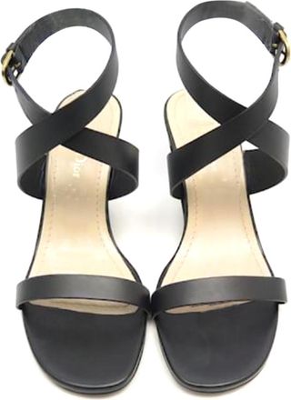 Dior Black Tortoise Shell Wedge Leather Sandal Size 40