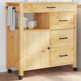 vidaXL Chariot de cuisine monza 84x40x90 cm bois massif de pin