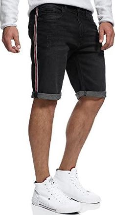 Indicode Hommes Fife Jeans Shorts | Pantalon Court en Jean &agrave; 5 Poches Black M