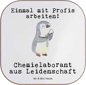 Mr. & Mrs. Panda Tischuntersetzer Chemielaborant Leidenschaft - Geschenk, Untersetzer für Gläser, Tassen, Studium, Beruf, Coaster, Spruch, Labor, gläseruntersetzer, Ho