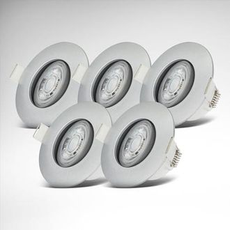 B.K.Licht 5er Set LED Einbaustrahler 230V, schwenkbarer LED Strahler für das Badezimmer IP65, Deckenstrahler stufenlos dimmbar, Spots, Deckenspots, Badezimmerla