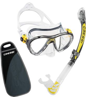 Cressi Big Eyes Evo & Alpha Dry, Premium Qualit&auml;t Profi Schnorcheln f&uuml;r Erwachsene Set - Made in Italy Qualit&auml;t seit 1946 Klar - Gelb
