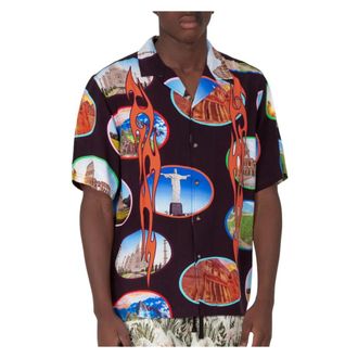 Pleasures Schwarzes Camp SS Shirt 7 Wonders - - Shirts - Herren - Mehrfarbig - XL