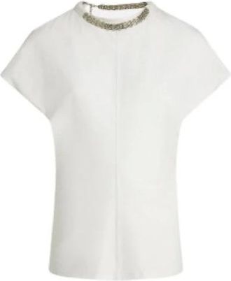 Circus Hotel Femme, Blouses et Chemises, Blanc, Taille: 44 FR T-shirt avec collier de bijoux amovible