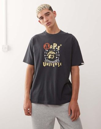Aape By A Bathing Ape AAPE by A BATHING APE - Boxy-Fit-T-Shirt in Schwarz mit Logo-Frontprint