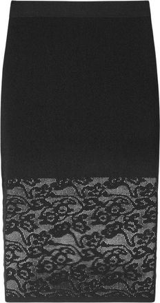 Patrizia Pepe Femme, Jupes, Noir, Taille: 40 FR Jupe Midi avec Effet Dentelle