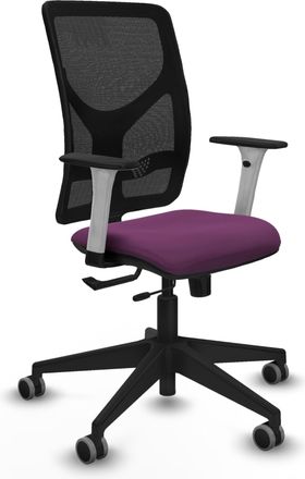 Piqueras y Crespo Violetter Schreibtischstuhl mit wei&szlig;en und schwarzen Armlehnen, h&ouml;henverstellbare Lendenwirbelst&uuml;tze, ausgestattet mit Syncro/Traslack und Schneidesch