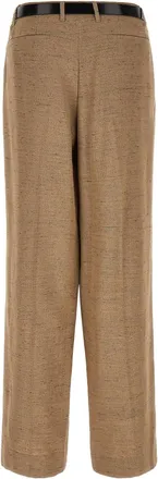 Dolce & Gabbana Tweed-Effect Linen Blend Trousers - Beige