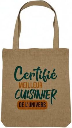 Fabulous Sac Shopping Tote Bag Aspect Lin - Certifi&eacute; meilleur Cuisinier de lunivers Restaurant Chef Cuisine Nourriture - Sac de Courses Toile Epaisse 360g Beig