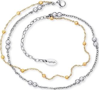 Engelsrufer Fußkettchen für Damen mit gold- und silberfarbenen Perlen, Edelstahl, verstellbar (22-27 cm), nickelfrei, für Allergiker geeignet