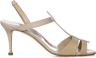 Manolo Blahnik Femme, Chaussures, Beige, Taille: 38 EU Sandale &agrave; talon avec bride en T
