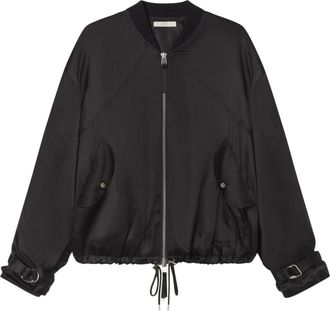 Co Femme, Vestes, Noir, Taille: 36 FR Bomber Sport en Charmeuse de Soie