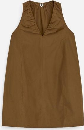 Arket Gerafftes Kleid Mit V-Ausschnitt -Braun